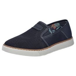 Rieker Herren Slipper Espadrilles, Sommerschuh mit kontrastfarbenen Ziern&auml;hten blau 44