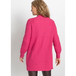 bonprix Damen bonprix Longstrickjacke &raquo;Longstrickjacke&laquo; lockere Passform, mit Strickmuster, casual Stil rosa 48/50 (XL)