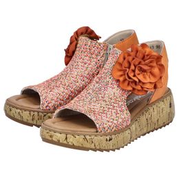 Rieker Damen Plateausandale Schaftsandale, Sommerschuh mit gro&szlig;er Bl&uuml;te und Innenrei&szlig;verschluss 41