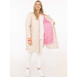 Zwillingsherz Damen Kurzmantel &raquo;&bdquo;Shine Hope Smile&ldquo;&laquo; farbig gestreifte B&uuml;ndchen, Herzfutter, Rei&szlig;verschluss, Taschen XXL