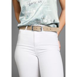 Laura Scott Damen Lederg&uuml;rtel f&uuml;r Damen im zeitlos edlem Design aus Velour-Leder - NEW grau 105
