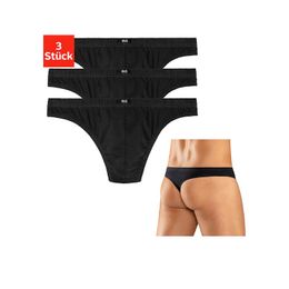 H.I.S. H.I.S Herren String Packung, 3 Stk. aus weichem Baumwoll-Stretch schwarz L, 3 Stk.