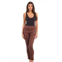 MAGIC BODYFASHION Damen MAGIC BODYFASHION Leggings &raquo;Hi-Waist Slim Tights&laquo; mittlere Formung von Bauch, H&uuml;ften und Oberschenkeln braun XXL, N-Gr