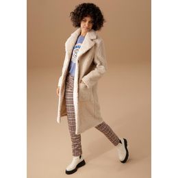 Aniston Casual Damen Aniston CASUAL Kurzmantel in Pl&uuml;sch-Optik beige 38