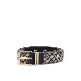 Tommy Hilfiger Damen Synthetikg&uuml;rtel &raquo;TH SQUARE&laquo; Jacquard-G&uuml;rtel mit doppelter G&uuml;rtelschlaufe und eckiger Schnalle 85