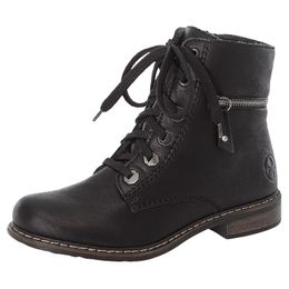 Rieker Damen Schn&uuml;rboots , Schn&uuml;rstiefelette, Blockabsatz, mit Zierrei&szlig;verschluss au&szlig;en schwarz 42