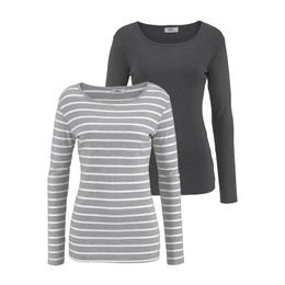 Flashlights Damen Langarmshirt &raquo;aus Baumwolle, Trendstarke Farben und Streifen, im Doppelpack&laquo; Packung, 2er-Pack, vielseitig kombinierbar, sehr 