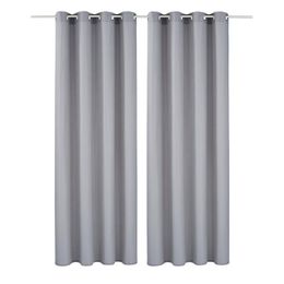 OTTO home Vorhang &raquo;Raja&laquo; &Ouml;sen 2 Stk. tlg. einfarbig, Einfache Montage, Pflegeleicht, &Ouml;sen, 2 er Pack, uni grau Polyester, Recyceltes Material 145cm, 