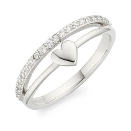 Aniston Jewelry & Watches Damen Aniston JEWELRY & WATCHES Fingerring &raquo;Schmuck Geschenk Silbering mit Herzchen&laquo; mit Zirkonia (synth.) silber 54, Silber