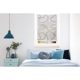 mydeco Seitenzugrollo &raquo;Win move&laquo; Lichtschutz Sichtschutz ohne Bohren freih&auml;ngend mit stylischem Muster grau Polyester 160cm, einseitig verschiebbar, 