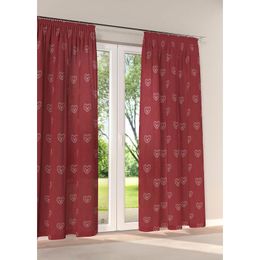 Stickereien Plauen Vorhang &raquo;Hirsch&laquo; Kr&auml;uselband 1 Stk. tlg. rot Polyester, Viskose 200cm, Kr&auml;uselband, 130cm