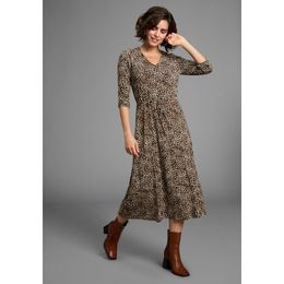 Laura Scott Damen Midikleid Ohne Tasche Ohne Taschen im Leoparden-Print aus Single Jersey schwarz 36, N-Gr