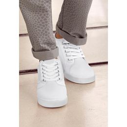 Lascana Damen Lascana Sneaker aus Textil, Schn&uuml;rhalbschuh, Freizeitschuh, Turnschuh wei&szlig; 42