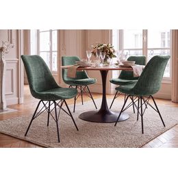 Riess Ambiente Design Stuhl SCANDINAVIA MEISTERST&Uuml;CK gr&uuml;n Chenille schwarzes Metallgestell Polsterstuhl Riess-Ambiente Esszimmerstuhl K&uuml;chenstuhl Modern Retro...