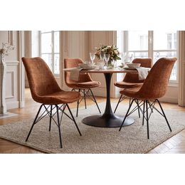 Riess Ambiente Design Stuhl SCANDINAVIA MEISTERST&Uuml;CK rost braun Chenille schwarzes Metallgestell Polsterstuhl Riess-Ambiente Esszimmerstuhl K&uuml;chenstuhl Modern...