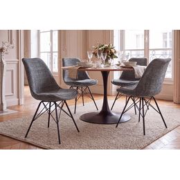 Riess Ambiente Design Stuhl SCANDINAVIA MEISTERST&Uuml;CK grau Chenille schwarzes Metallgestell Polsterstuhl Riess-Ambiente Esszimmerstuhl K&uuml;chenstuhl Modern Retro...