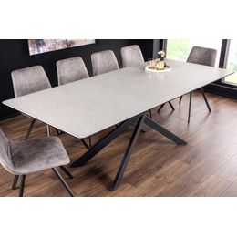 Riess Ambiente Ausziehbarer Esstisch ALPINE 160-200cm beton taupe Keramik schwarzes Metallgestell Riess-Ambiente Esszimmertisch rechteckig Industrie & Loft Modern