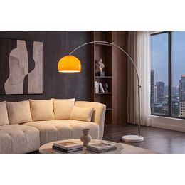 Riess Ambiente Ausziehbare Bogenlampe LOUNGE DEAL 175-205cm orange Marmorfu&szlig; Stehlampe Riess-Ambiente Modern Retro