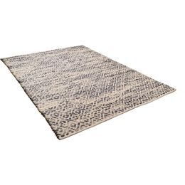 Tom Tailor HOME Wollteppich &raquo;Diamond, handgekn&uuml;pft&laquo; rechteckig 8 mm H&ouml;he reine Wolle, Flachgewebe, Wohnzimmer grau Baumwolle, Schurwolle B : 65cm 1 