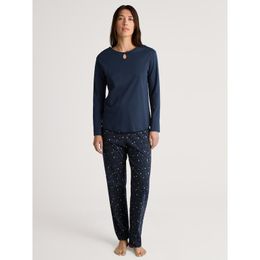 Calida Damen Calida Schlafanzug &raquo;Sweet Dreams&laquo; 2 tlg. lockere Passform, Rundhals, Interlock-Qualit&auml;t, Langarm, weich blau L (48/50)