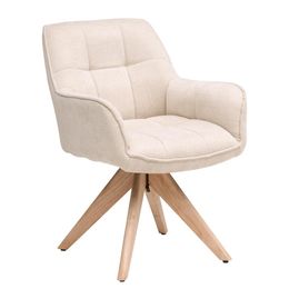 Livetastic Armlehnstuhl, Eiche, Beige, Holz, Textil, Eiche, massiv, Drehkreuz, 64x85x62 cm, Sitzfl&auml;che 360&deg; drehbar, Esszimmer, St&uuml;hle, Esszimmerst&uuml;hle, Armlehnenst&uuml;hle