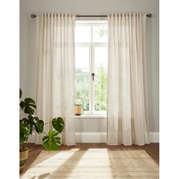 OTTO home Vorhang &raquo;Elby 2&laquo; Multifunktionsband 1 Stk. tlg. basic, transparent, monochrom, bis 295 cm L&auml;nge beige Jacquard, Baumwolle, Polyester 180cm, 