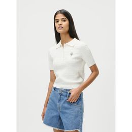 Leger Damen LeGer Poloshirt &raquo;Manolja, LeGer by Lena Gercke&laquo; mit Zopfmuster, Logostickerei wei&szlig; 40