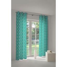 Adam Vorhang &raquo;Retro Floret&laquo; &Ouml;sen 1 Stk. tlg. aus 100% Bio-Baumwolle blau Jacquard, Baumwolle (Bio-Baumwolle) 145cm, &Ouml;sen, 145cm