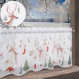 OTTO home Scheibengardine &raquo;Olwyn&laquo; Stangendurchzug 1 Stk. tlg. weihnachtlich, transparent, bedruckt, sch&ouml;ne Haptik bunt Polyester 30cm, Stangendurchzug