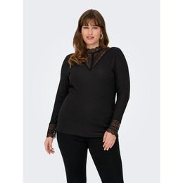 Only Carmakoma Damen Only CARMAKOMA Langarmshirt &raquo;CARTILDE GLITTER L/S HIGHNECK TOP NOOS&laquo; schwarz M
