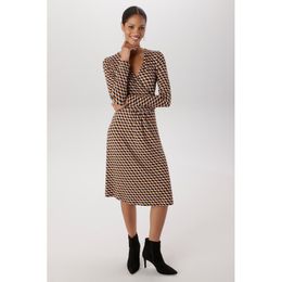 Aniston Selected Damen Aniston SELECTED Jerseykleid V-Ausschnitt mit raffinierter Wickeloptik - NEUE KOLLEKTION braun 46, N-Gr