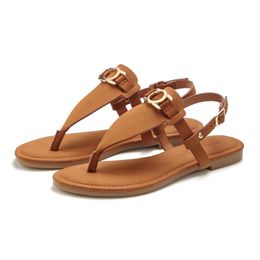 Vivance Damen Zehentrenner &raquo;Sandale, Sommerschuh, Pantolette,&laquo; NEU mit Schmuckelement & weicher Innensohle VEGAN braun 40