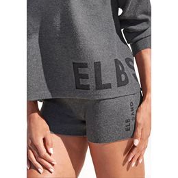 ELBSAND Damen Strickhose aus hochwertigem Strick, mit Logostickerei, Loungewear grau 32/34, N-Gr