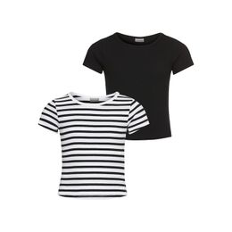Kidsworld M&auml;dchen Kidsworld T-Shirt &raquo;2er Pack T-Shirts in elastischer Rippqualit&auml;t&laquo; Packung, 2, 2 Stk. 2er Packung T-Shirts schwarz 176/182