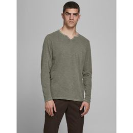 Jack & Jones Jack & Jones Herren Langarm-Poloshirt &raquo;JJESPLIT NECK TEE LS NOOS&laquo; Baumwolle, regular fit gr&uuml;n M