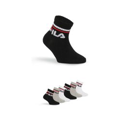 Fila Herren Kurzsocken &raquo;JUNIOR UNISEX QUARTER PLAIN SOCKS&laquo; 6 Paar tlg. mit eingestricktem Logo im B&uuml;ndchen, Kindersocken schwarz 27-30