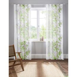 OTTO home Gardine &raquo;Ina&laquo; Kr&auml;uselband 2 Stk. tlg. transparent, 2-er Set, einseitig bedruckt, Voile gr&uuml;n Voile, Polyester 265cm, Kr&auml;uselband, 144cm