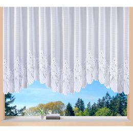Weckbrodt-Gardinen Bogenstore &raquo;Savannah&laquo; Kr&auml;uselband 1 Stk. tlg. Jacquard, Bogenstore, halbtransparent, Bord&uuml;re, Kante, floral, Store wei&szlig; Jacquard, Polyester 175cm, 
