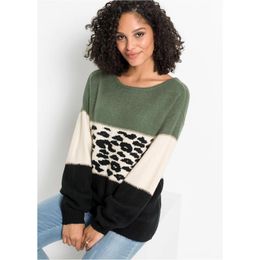bonprix Damen bonprix Strickpullover &raquo;Oversize-Pullover&laquo; mit gemustertem Design, mit Glitzergarn Details, Materialmix schwarz 44/46 (L)
