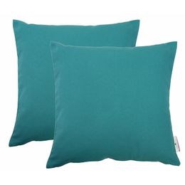 Tom Tailor HOME Dekokissen &raquo;Dove&laquo; unifarben, Kissenh&uuml;llen ohne F&uuml;llung, 2er Pack blau Baumwolle B/L: 38cm x 38cm, 2 Stk.