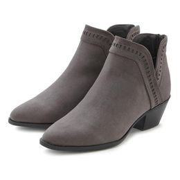 Lascana Damen Lascana Cowboy Stiefelette Cowboy Boots, Western Stiefelette, Ankleboots mit Ausschnitt VEGAN grau 36