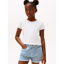 Tommy Hilfiger M&auml;dchen T-Shirt &raquo;ESSENTIAL RIB TOP SS&laquo; mit Logostickerei wei&szlig; 92
