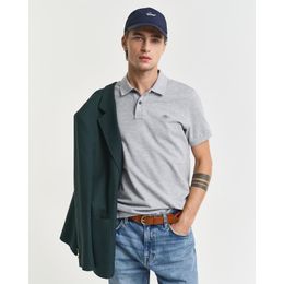 Gant Herren Poloshirt &raquo;SLIM SHIELD SS PIQUE POLO&laquo; mit Logostickerei auf der Brust grau XL