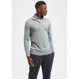Selected Herren Selected Troyer &raquo;SLHBERG HALF ZIP CARDIGAN NOOS&laquo; Baumwolle, regular fit grau XXL