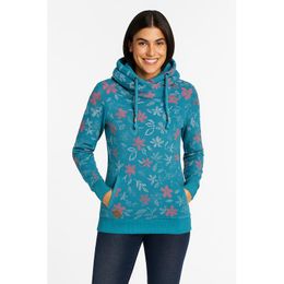 Ragwear Damen Sweatshirt &raquo;NESKA FLOWERS O&laquo;, mit asymetrischem Schalkragen blau S