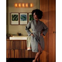 Kayori Bademantel &raquo;Geisha&laquo; hochwertiger Waffel-Piqu&eacute; grau Baumwolle XL L: 105cm