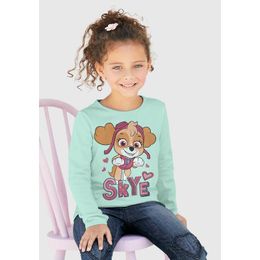 PAW PATROL M&auml;dchen PAW PATROL Langarmshirt Druck mit Glitzerdetails gr&uuml;n 140/146