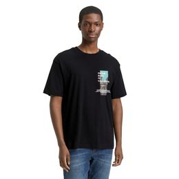 Tom Tailor Denim Herren Tom Tailor Denim T-Shirt mit Fotoprint schwarz M