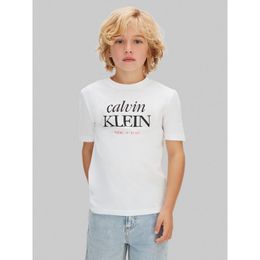 Calvin Klein Jeans Jungen T-Shirt &raquo;LOGO T-SHIRT&laquo; Regular fit f&uuml;r Kinder, mit Logoschriftzug wei&szlig; 12 (152)