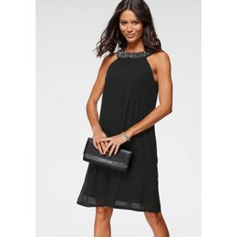 Laura Scott Damen Abendkleid f&uuml;r besondere Anl&auml;sse, aus Georgette mit Jerseyfutter, kniefrei schwarz 34, N-Gr